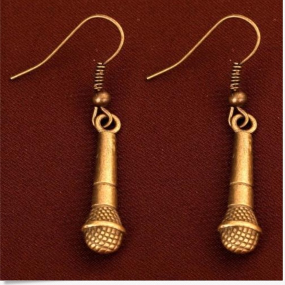 Jewelry | Mic Microphone Earrings Music Singer Dj Gold Gift | Poshmark